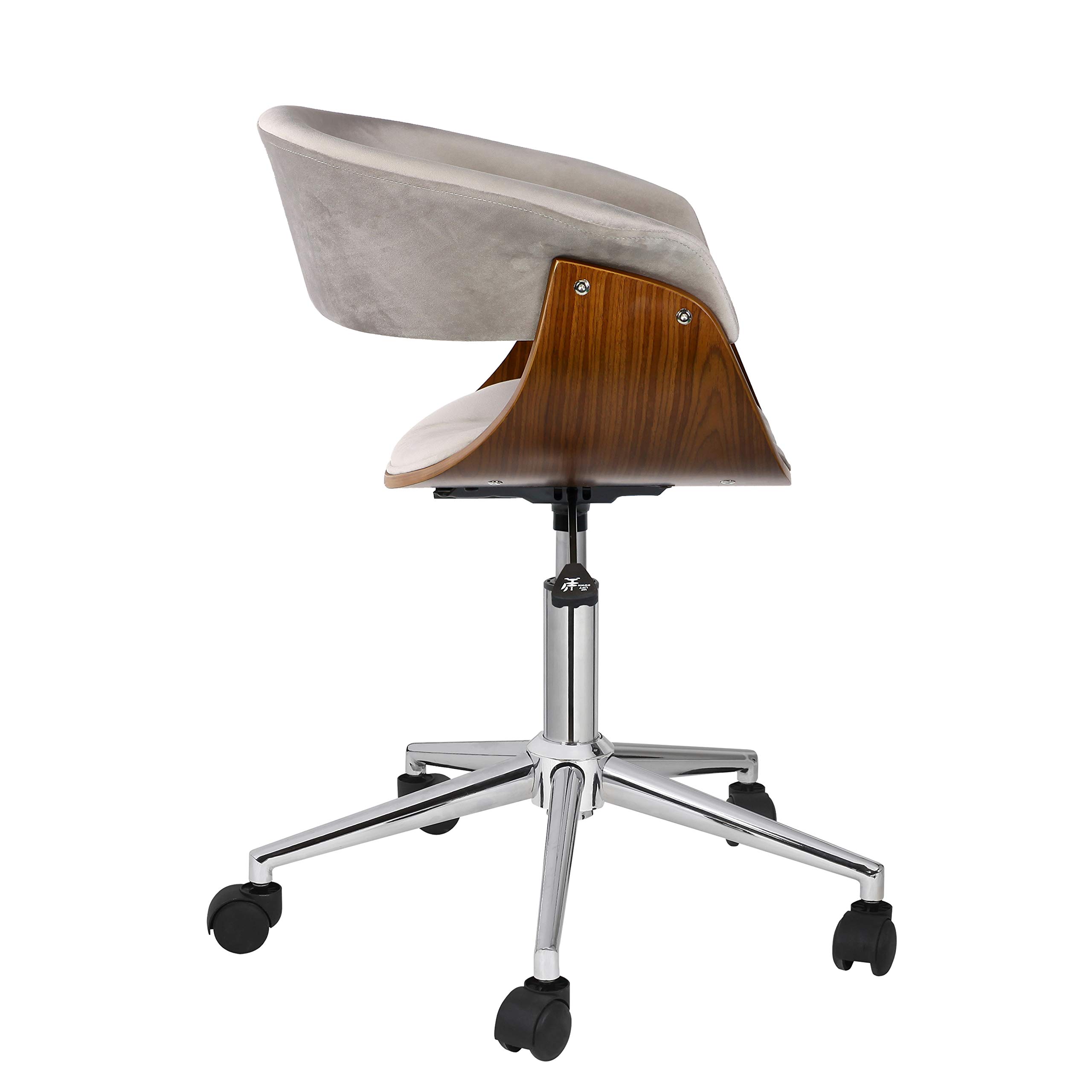 Porthos Home Isla Adjustable Office Chair With 360° Swivel, Suede Upholstery And 5-star Chrome Base With Roller Caster Wheels, Suitable for Studios And Small Offices