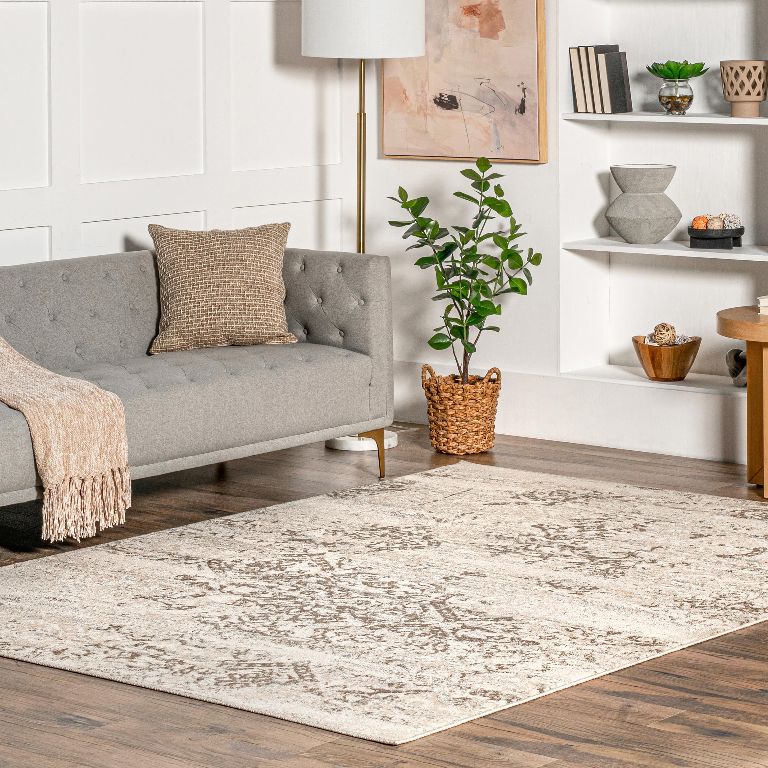 nuLOOM Freja Faded Floral Area Rug, 8x10, Beige