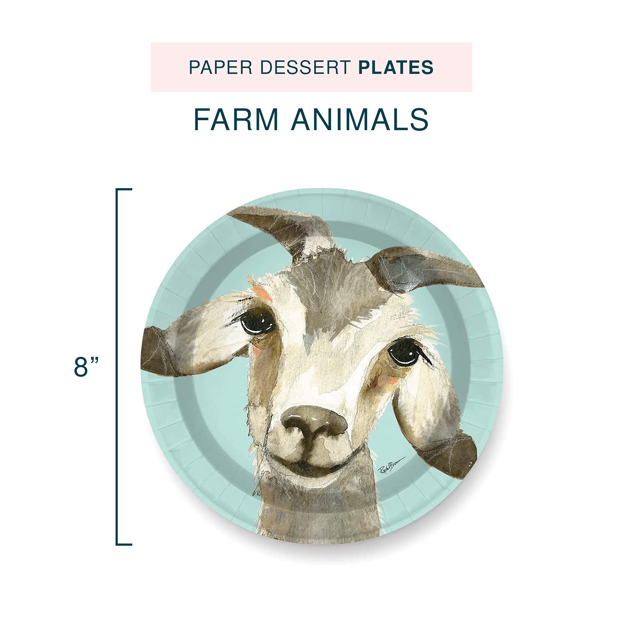 Paper Dessert Plates by Studio Oh! - Farm Animals - Pack of 16 Durable Weight & Microwave-Safe Plates with Full-Color Art - for Everyday & All Occasions