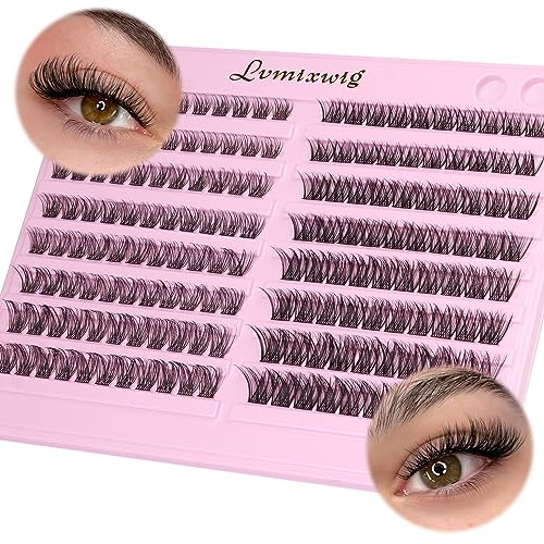 Self Adhesive Cluster Lashes Lash Clusters DIY Lashes Extension Cluster Lashes D Curl Wispy 2 Style Individual Lashes Extension 168 pcs Natural Look 10-16mm Faux Mink Cluster Eyelash DIY at Home