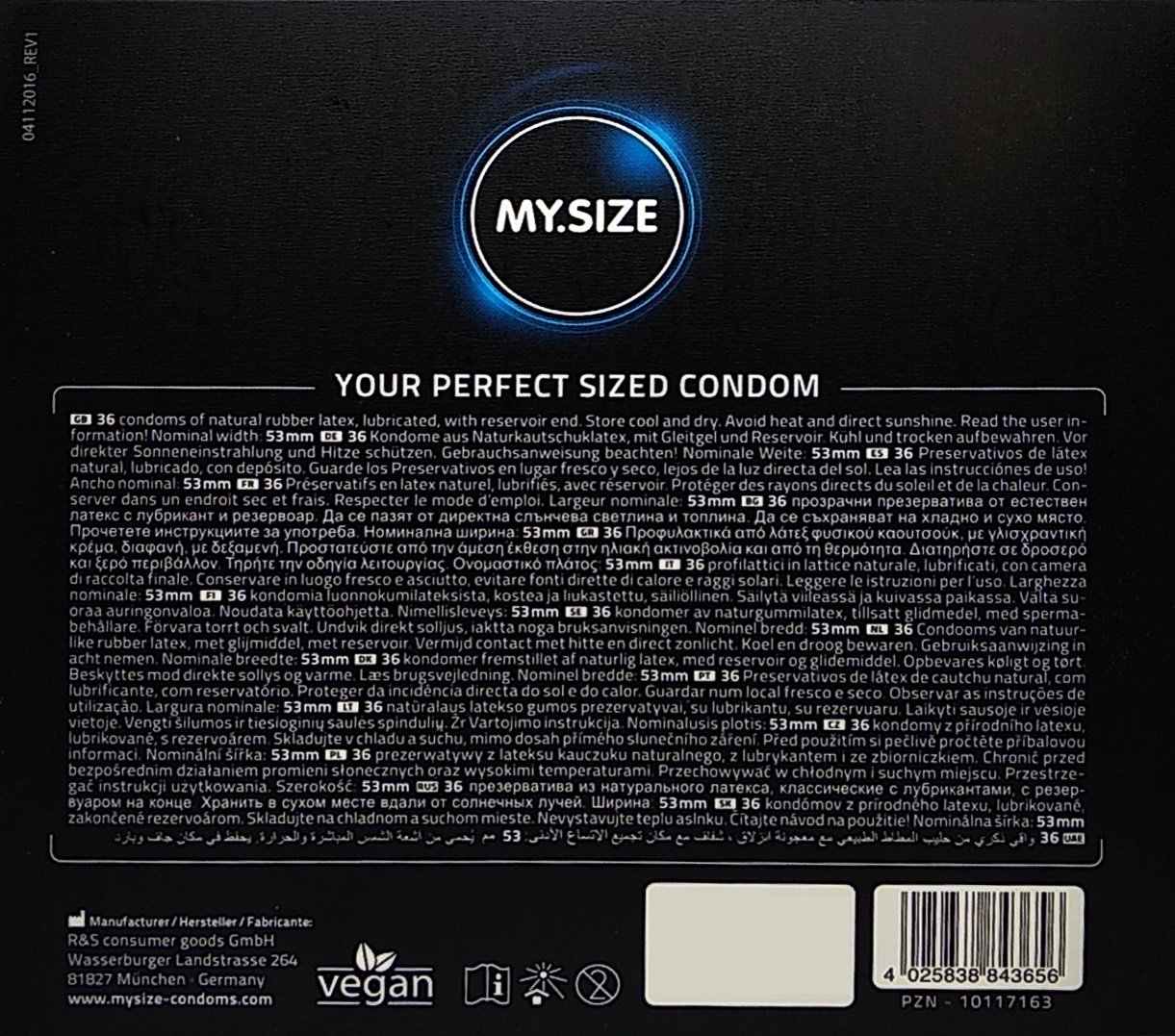 Pack of 10 My Size Condoms 69mm (2.7 Inches) by My Size Condom-Vegan