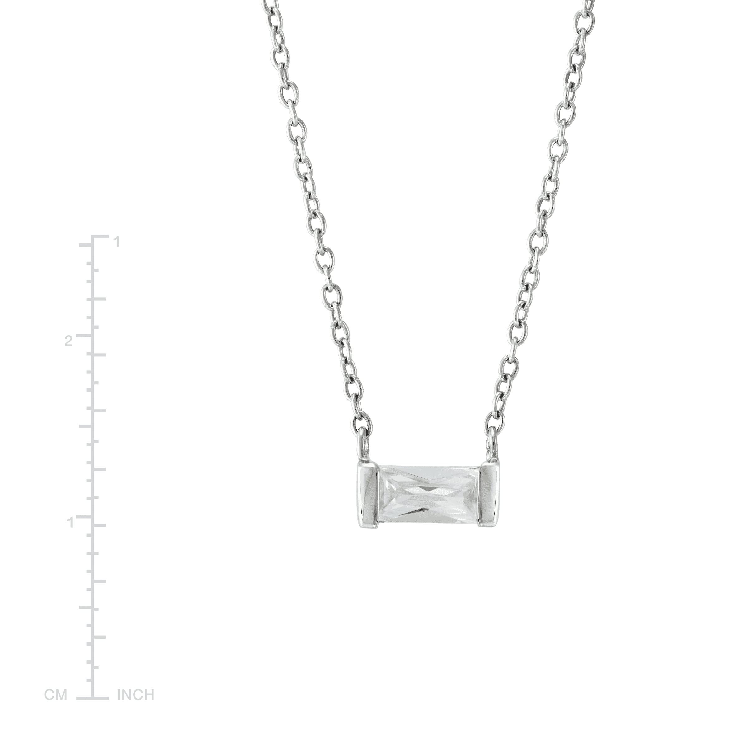 Silpada 'Baguette Touch' Cubic Zirconia Necklace in Sterling Silver, 16" + 2"