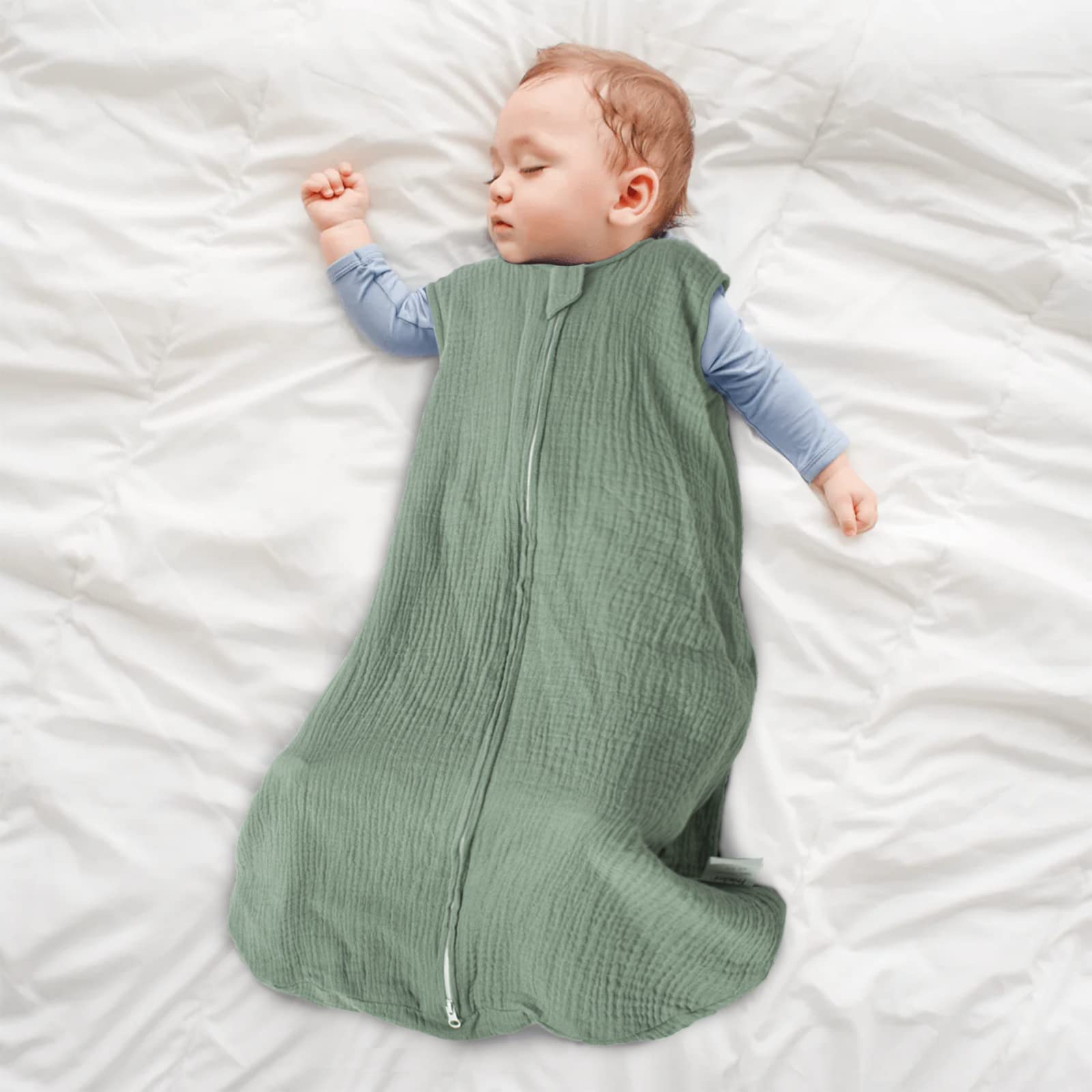 PRIMLECT Baby Sleep Sack 12-18 Months, Muslin Baby Wearable Blanket,2-Way Zipper Toddler Sleeping Sack, Light & Breathable Sleep Sacks 0.5 TOG
