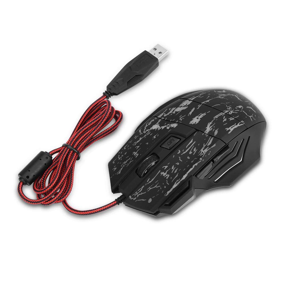 Pomya Game Mouse, 7 Buttons USB Wired Optical Game Mouse Light Computer Mouses for PC Games