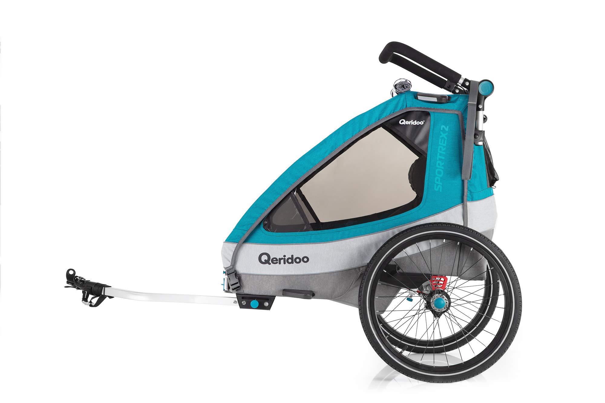 Qeridoo Sportrex 2 2020 Double Seat Kids Bike Trailer & Stroller Sportrex2 (Color Petrol)