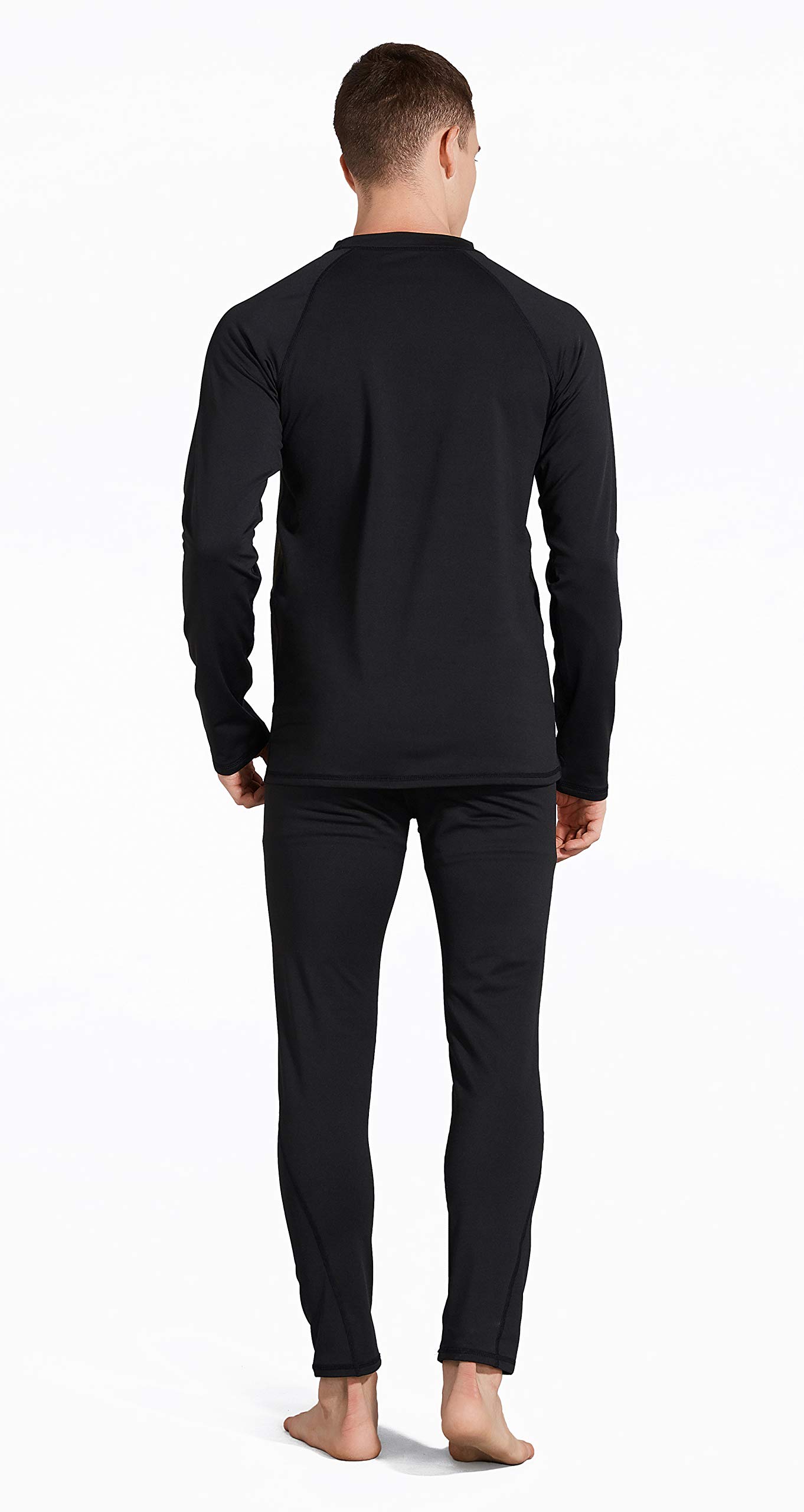 SERHOM Men's Thermal Underwear Set Compression Base Layer Men Cold Weather Fleece Ski Sport Long Johns Shirt for Men Boys, Black S