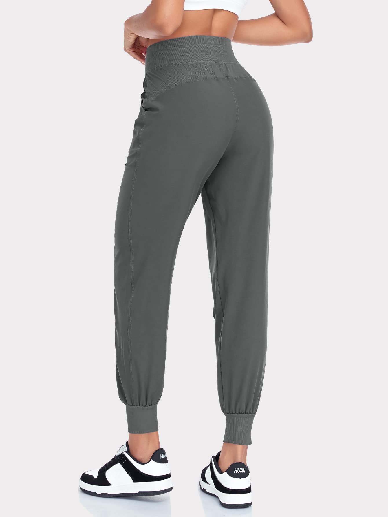 VUTRU Women's Drawstring Waist Joggers with Pockets, Lightweight Quick Dry Soft Sports Pants Workout Lounge Running Grey