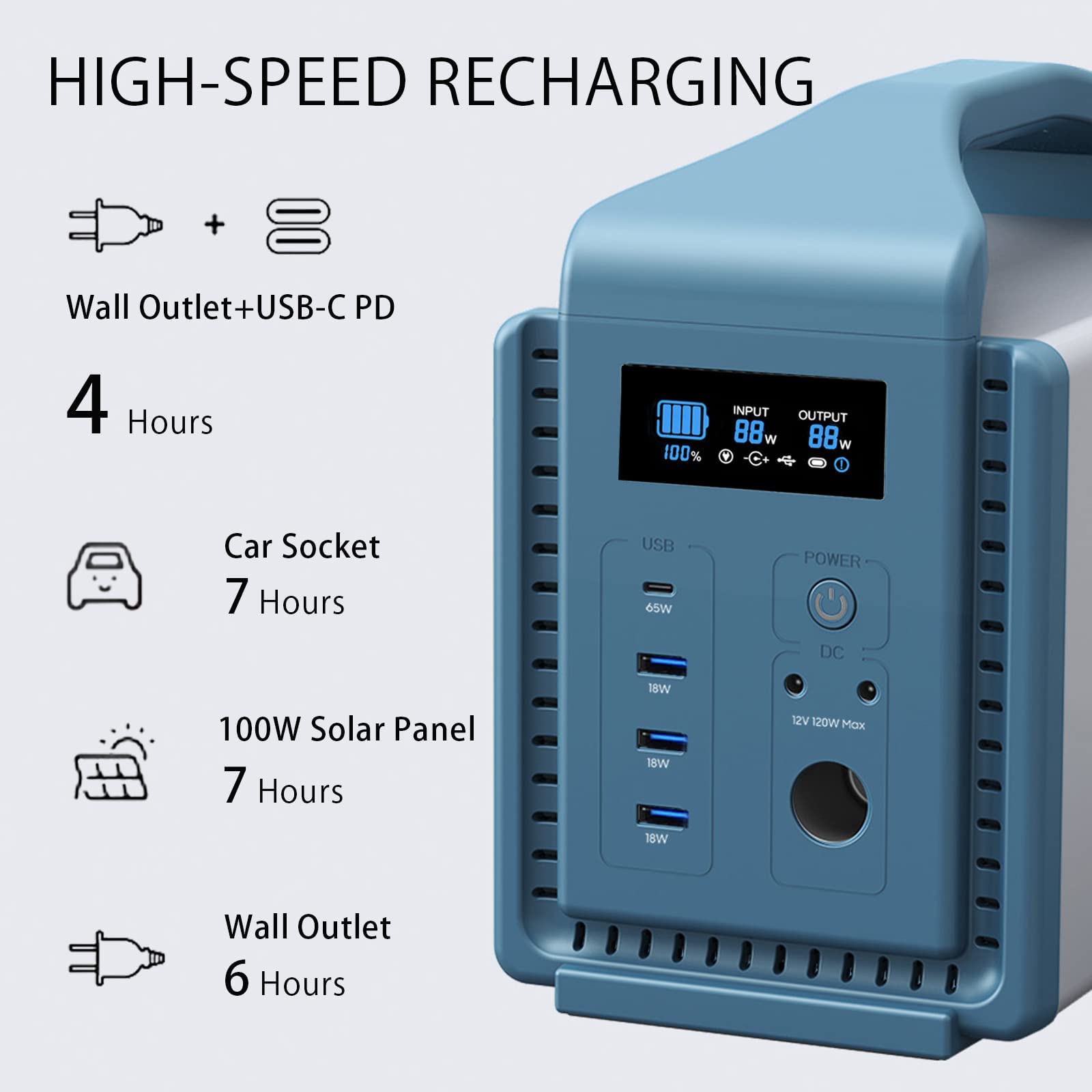 Portable Power Station with 100W Solar Panel Included, YOLANESS 500W Solar Generator with 560Wh Lithium Battery for Outdoor Camping