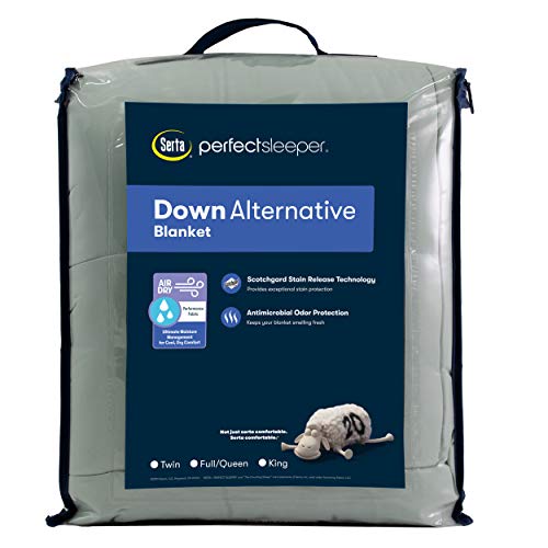 Serta Air Dry Perfect Sleeper, Down Alternative, Ultra Soft, Box Stitched Blanket, King, Seaglass