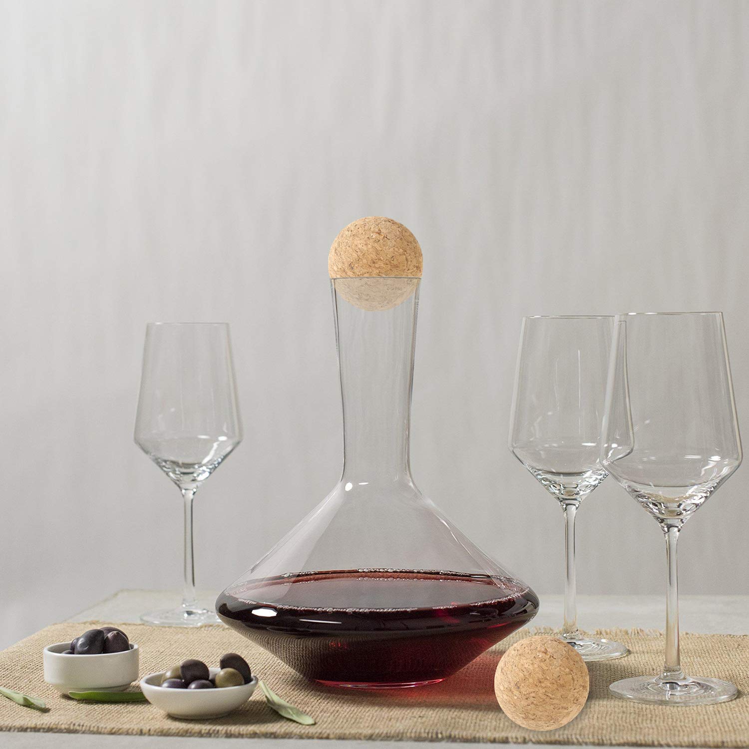 Wine Cork Ball,3 Pieces Wooden Cork Ball Stopper for Wine Decanter Carafe Bottle Replacement (2.4 Inch/ 6.1 cm)