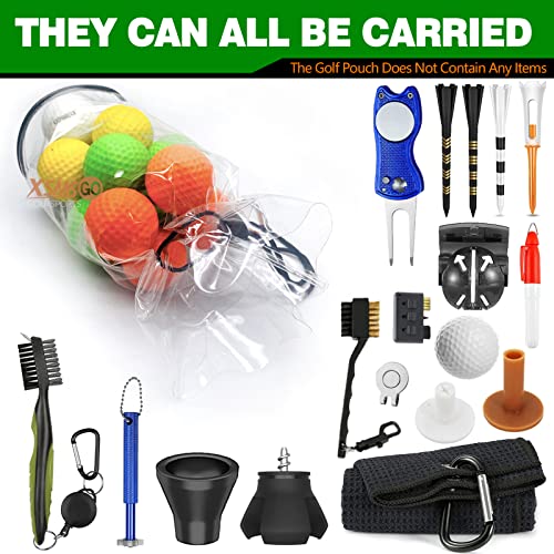 XSMSGO Golf Pouch Bag can Hold 16 Golf Ball,Golf Clear Transparent Bag,Clear Drawstring Bag can Hold Marker、Putter Ball Retriever、Divot Tool、Tee、Towel、Brush and Golf Accessory,Waterproof Small Bag (5)