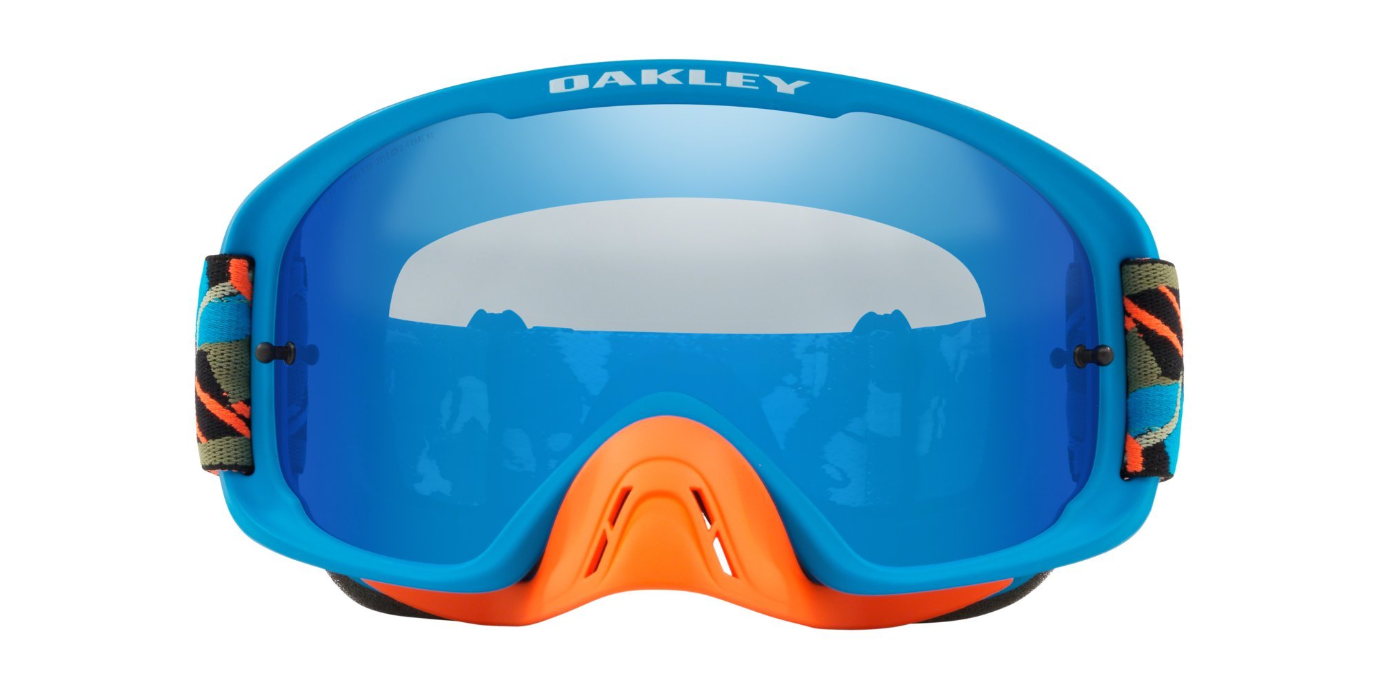 Oakley O Frame 2.0 MX Adult Off-Road Motorcycle Goggles - Camo Vine Jungle Orange Blue/Black Ice & Clear