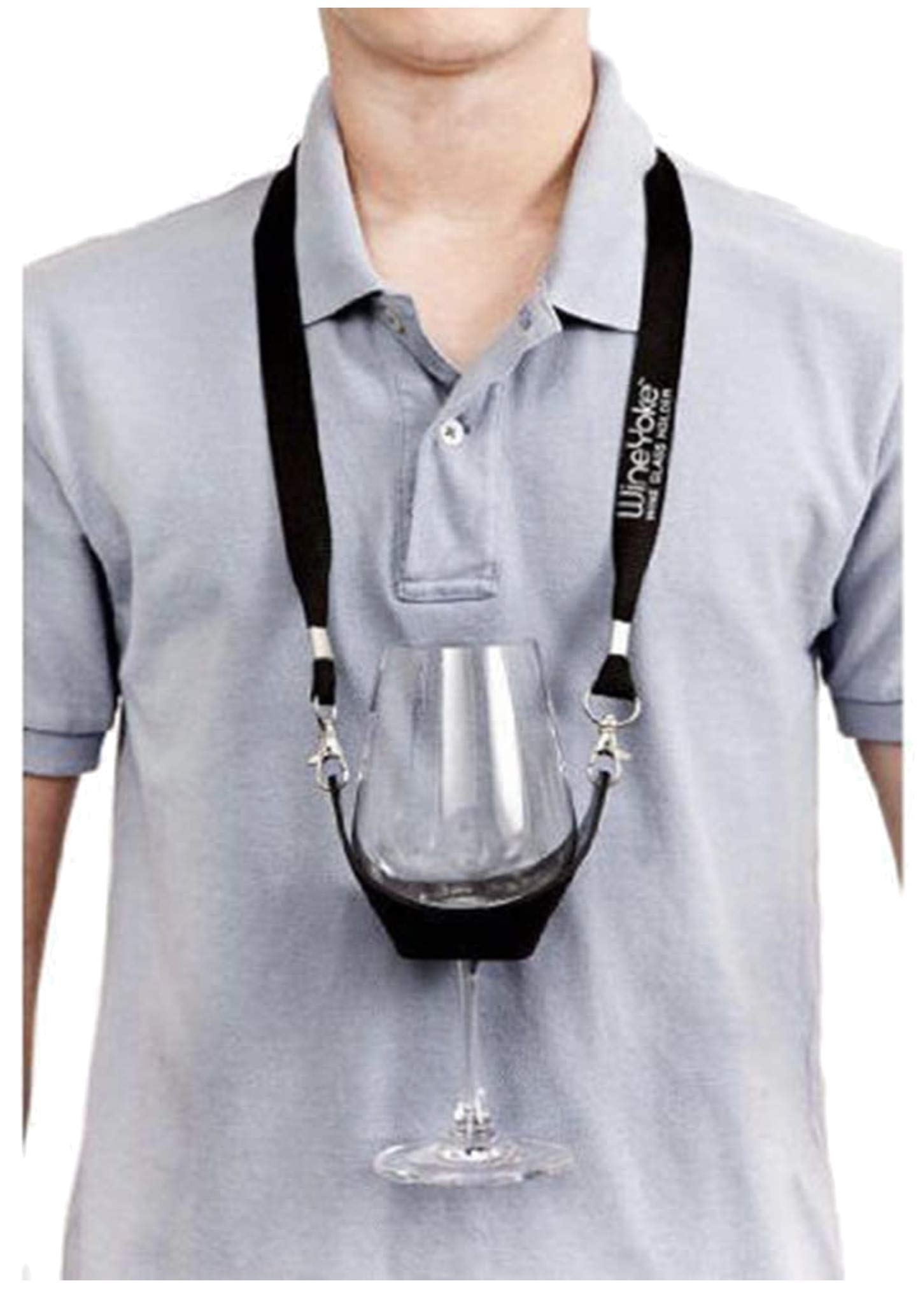 WineYoke Party Time Hand Free Wine Glass Holder Necklace - Set of 4 (BLACK)