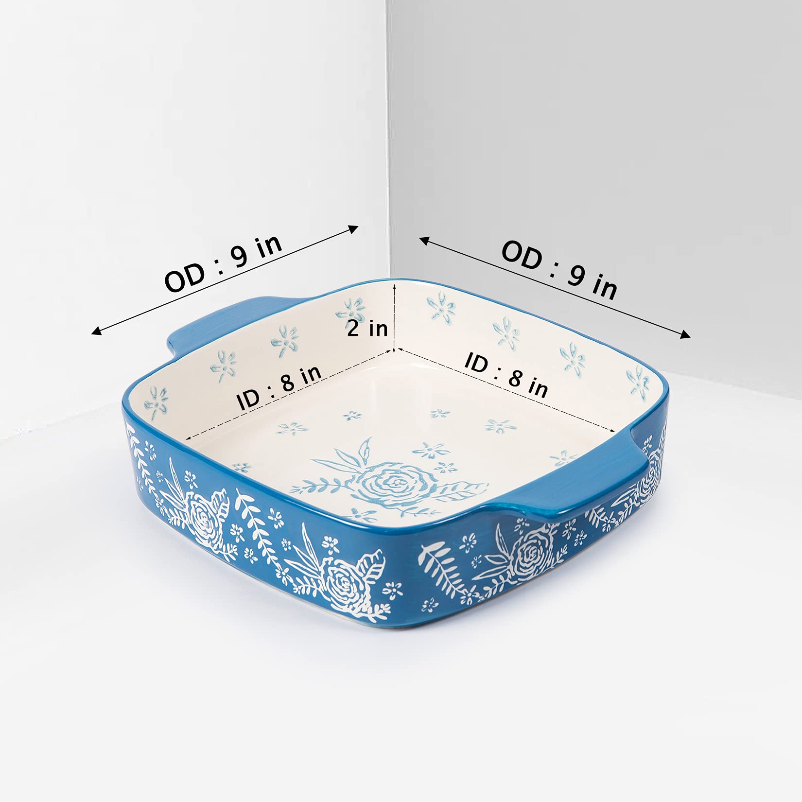 Wisenvoy Baking Dish Ceramic Brownie Pan 9x9 Baking Pan Casserole Dish Lasagna Pan Square Rose Dish Pan Bakeware Sets