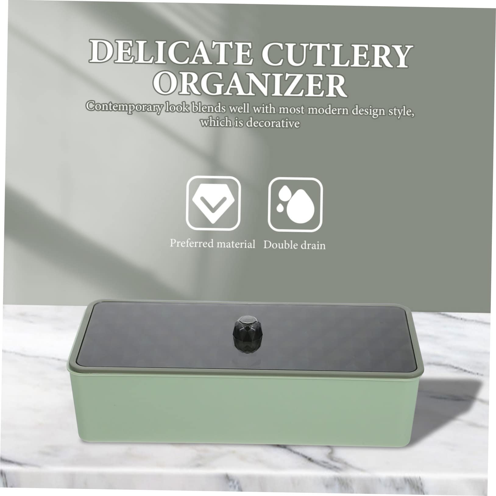 Zerodeko Diamond Cutlery Box utensil tray spoon organizer for kitchen drawers silverware tray flatware organizer plastic cutlery delicate cutlery organizer - clamshell drain box pp