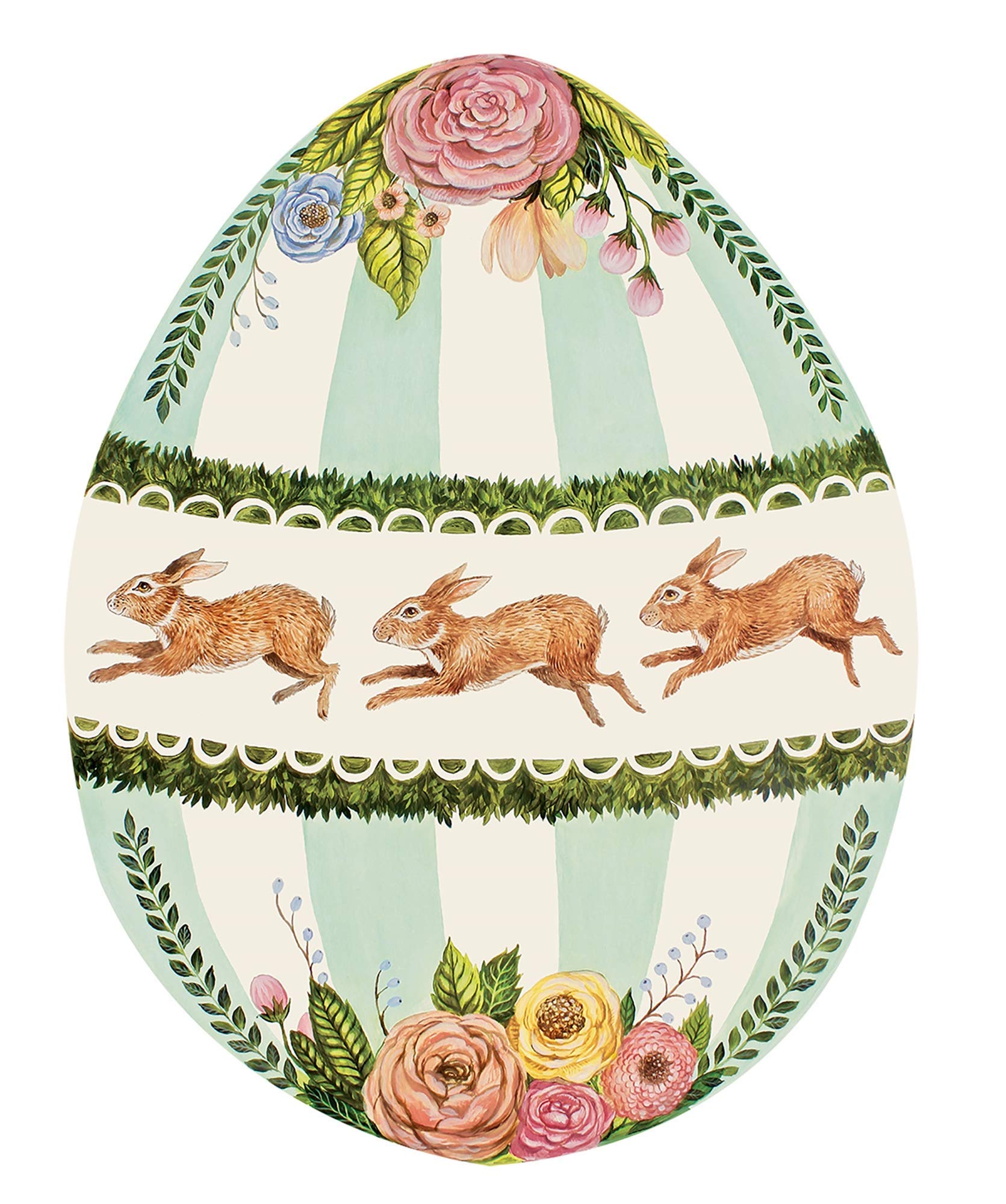 Paper Placemats for Dining Table - Disposable Round Paper Placemats for Easter Spring - Easter Egg with Bunny Rabbit 12 Sheets - American Made