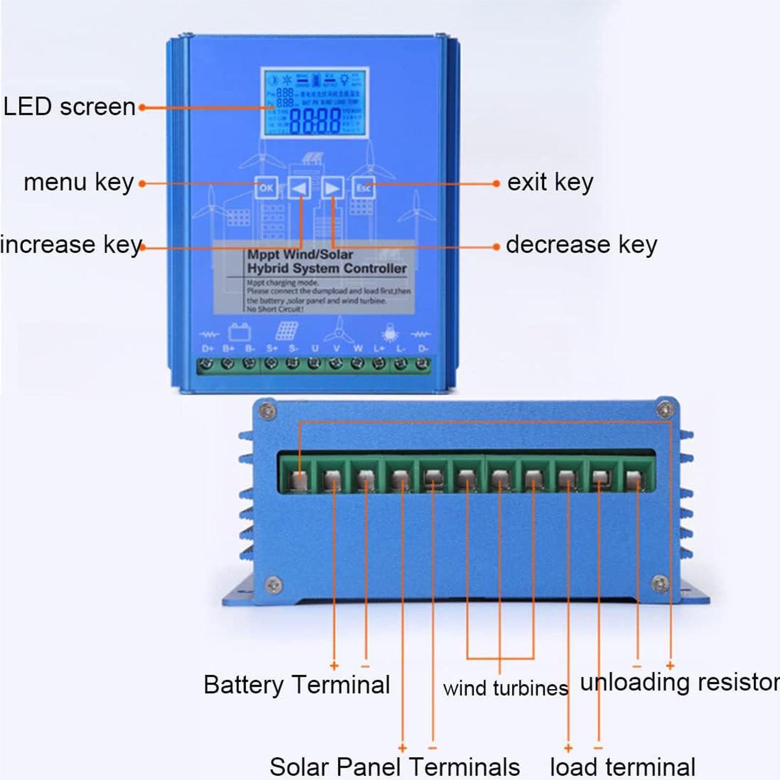 SACLMD 5000W,6000W,8000W,10000W,12000W Wind Solar Hybrid Charge Controller Fits for Wind and Solar Power Boost Charge,12V-12000W