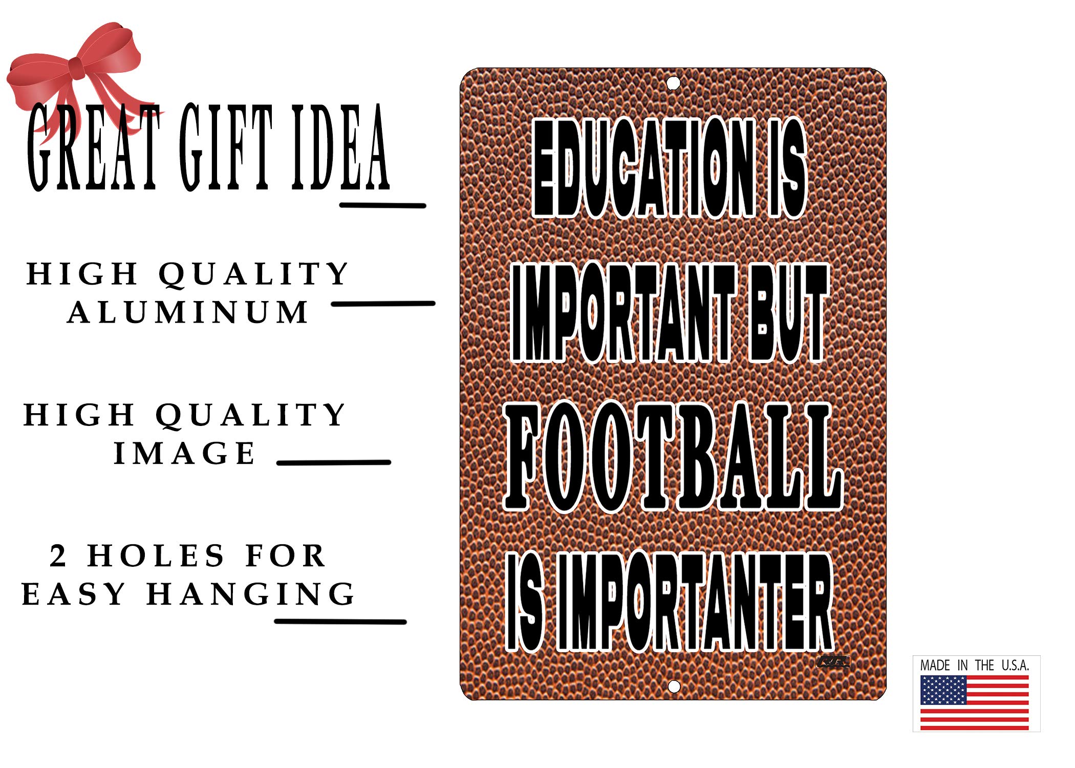 Rogue River Tactical Funny Football Player Metal Tin Sign Wall Decor Man Cave Bar Education is Important