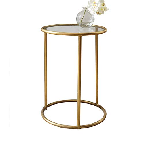 Saladplates-LXM End Tables End Table,Glass Bedside Sofa Side Table with Metal Frame,Small Coffee Snack Table for Home,Office,Bedroom,Hallway,Living Room,Balcony