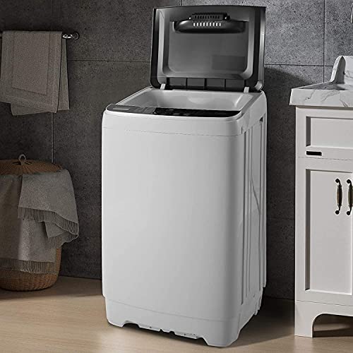 Portable Washing Machine with Drain Pump - Compact Washer 17.8 Lbs Capacity 2.4 Cu.ft - Portable Washer and Spin Dryer Combo/10 Programs and 8 Water Levels - Full-Automatic for Apartment/Dorm/RVs