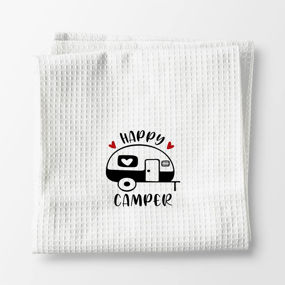 Voatok Happy Camper Camping Hand Towels Kitchen Towels Dish Towels,Cartoon RV Camping Decor Towels,Campers Camping Lovers Adventurers Men Gifts