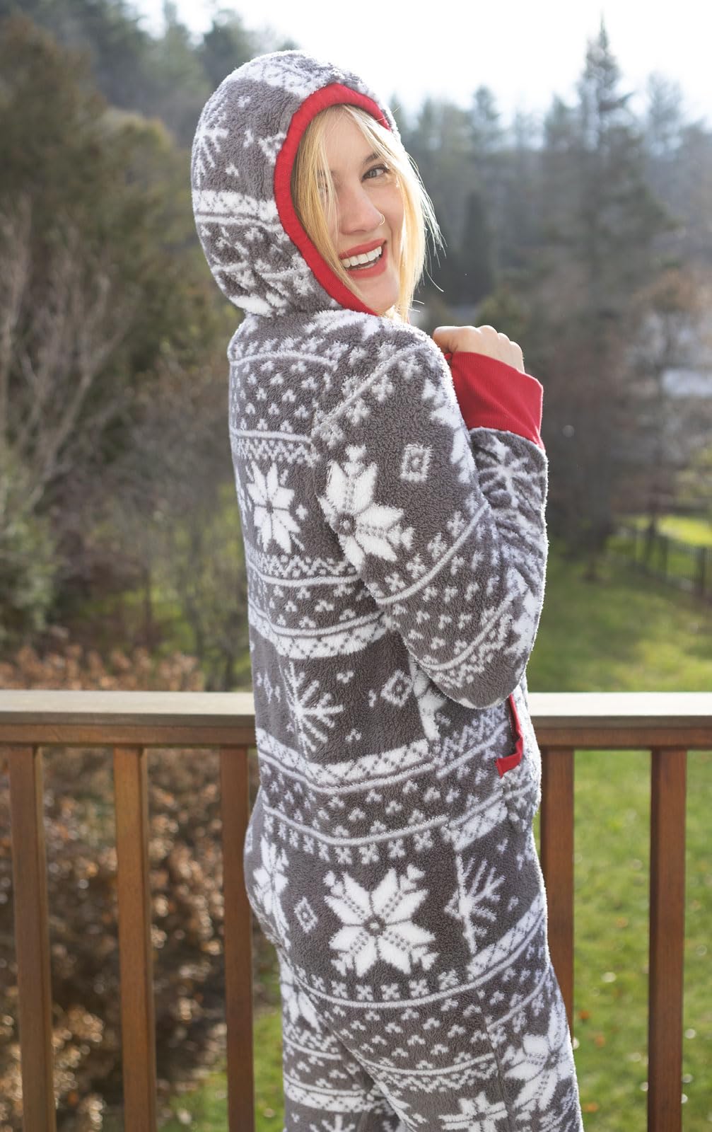 PajamaGram One Piece Pajamas for Women - Womens Onesie, Gray, XLT