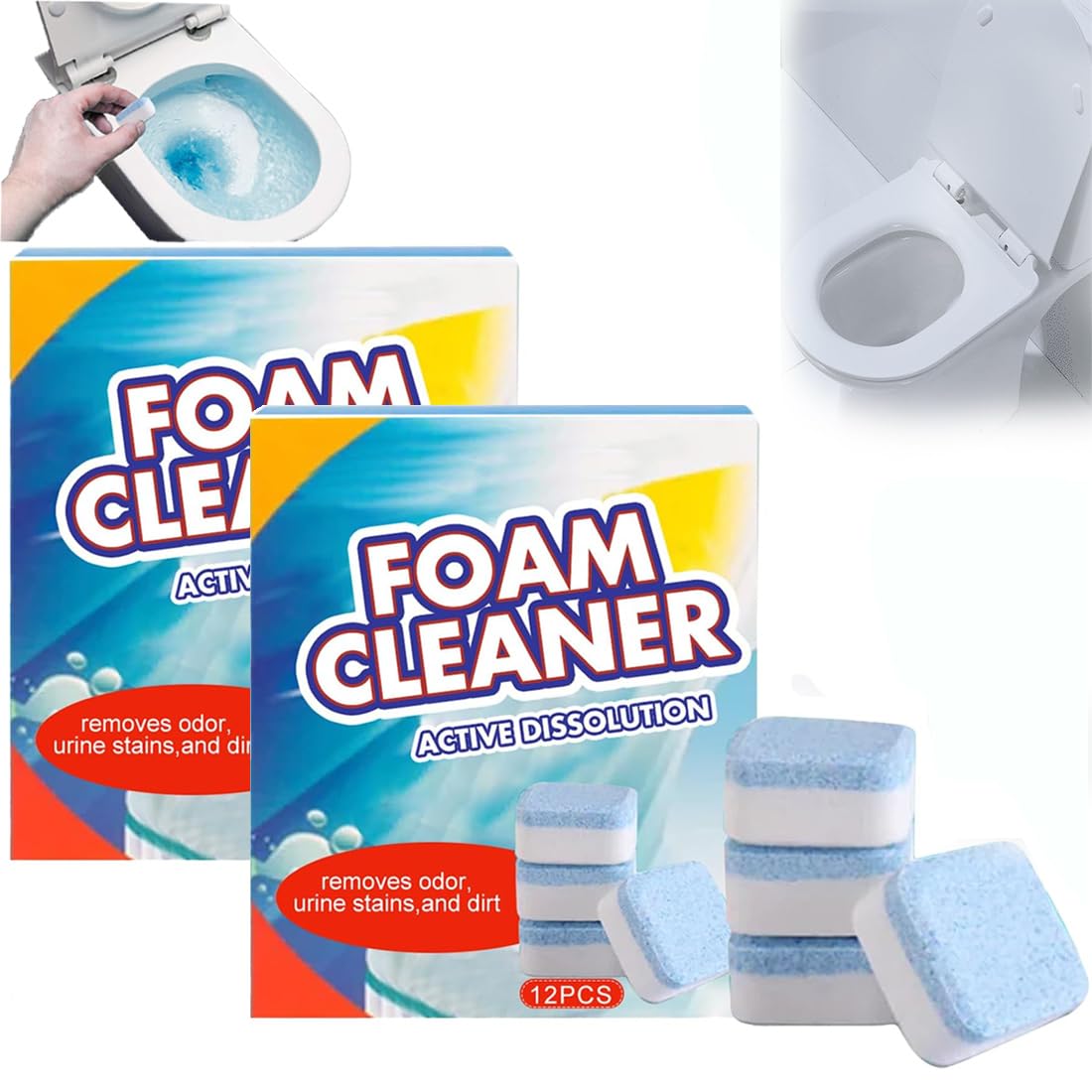 OEIEFE Automatic Powerful Foam Cleaner, Homebbc Foam Cleaner for Toilet, Foam Cleaner Active Dissolution Toilet, Toilet Cleaning Tablets for Automatic Stain Removal (2Box)