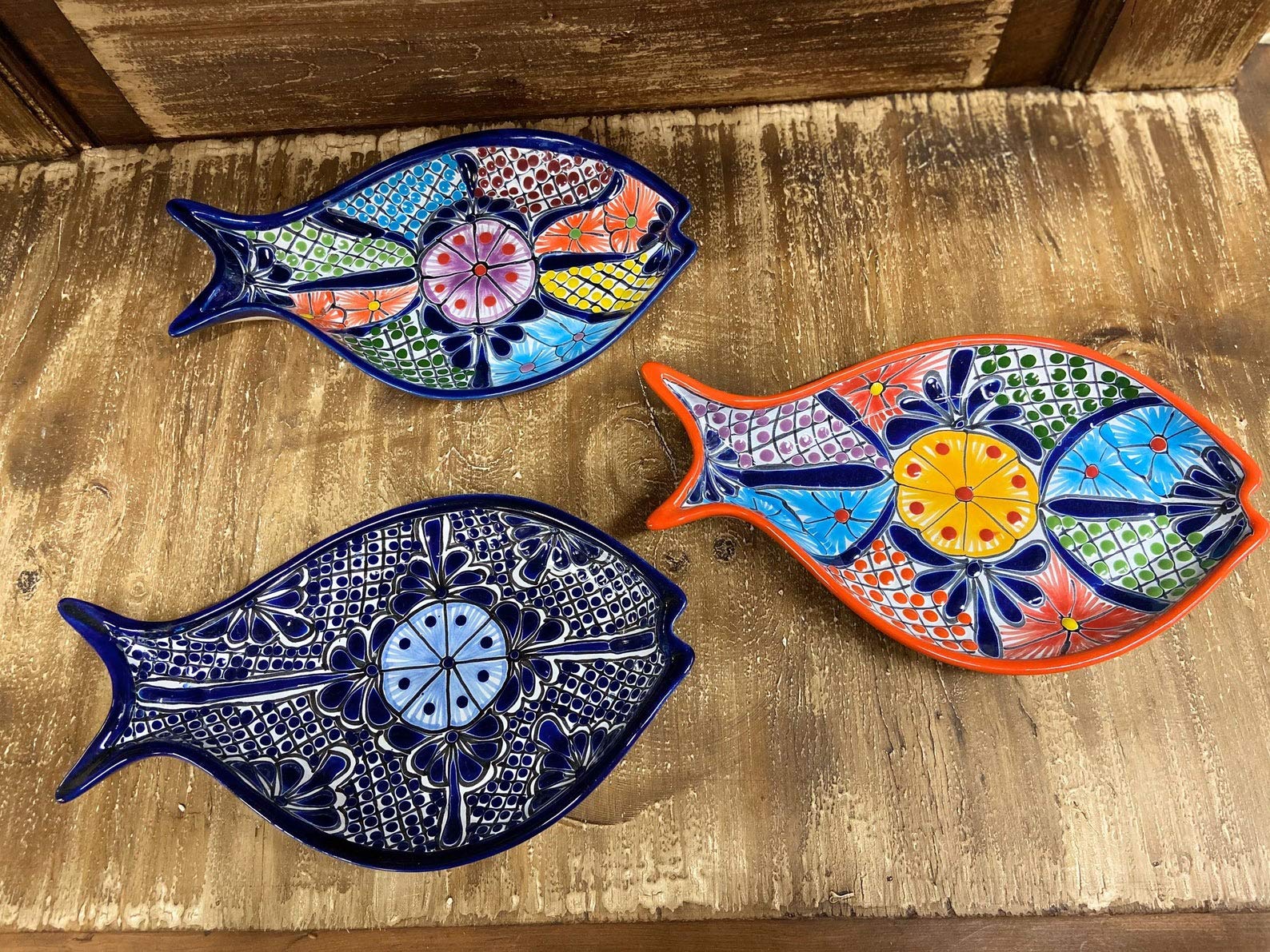 Talavera Fish Shaped Serving Platter, Appetizer Plate