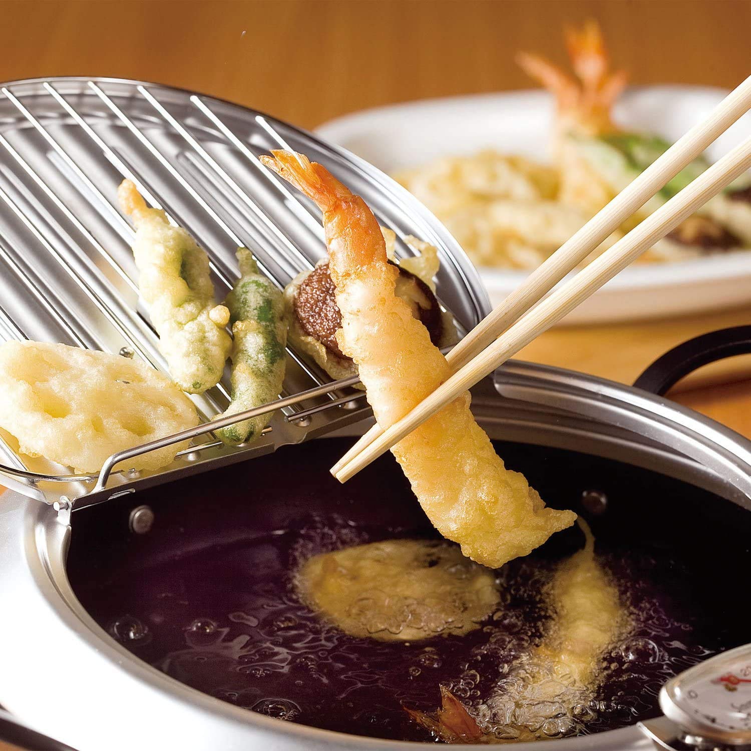 Wahei Freiz TM-9090 Tempura Pot, Imono Koji from Tsubamesanjo, 9.4 inches (24 cm), Iron Lid, Induction Compatible, Made in Japan
