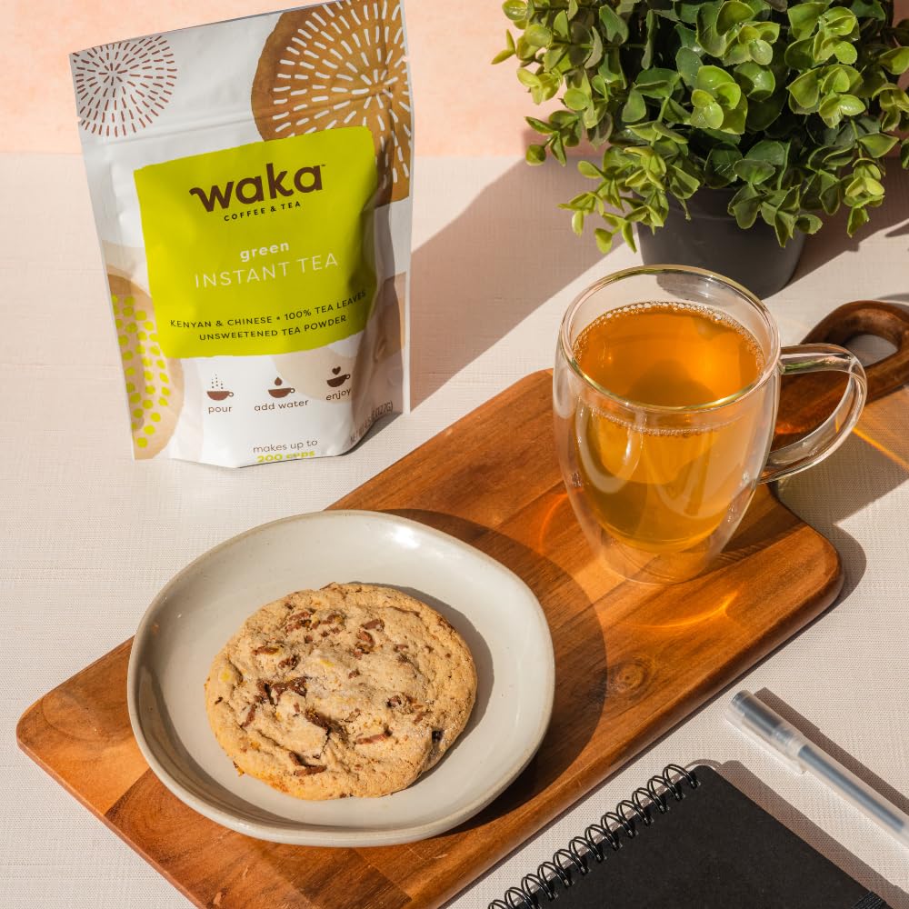 Waka Premium Instant Tea β Original Flavor Concentrated Green Tea Powder β No Sugar Added & Unsweetened β 100% Tea Leaves β 4.5 oz Bulk Bag for Hot or Iced Tea