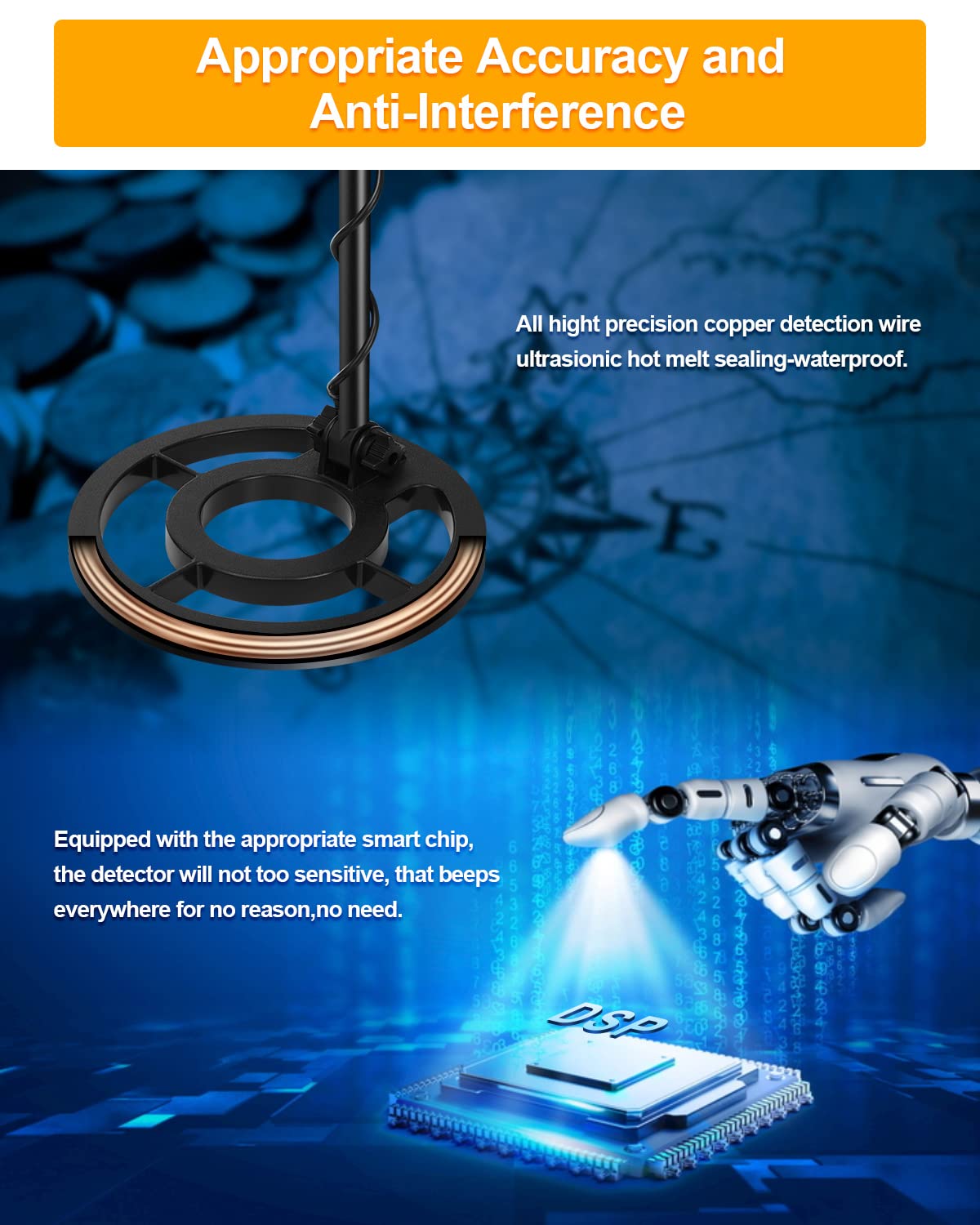 SAKOBS Metal Detector, High Accuracy Waterproof Metal Detectors with LCD Display & LED Light, Discrimination & All Metal Mode 8.6 Inch Search Coil for Adults & Kids