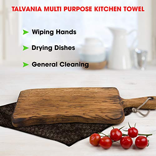 TALVANIA Brown Kitchen Dish Towels, 15” x 25”, 100% Cotton Kitchen Towel and Dishcloths Set, 12 Pack Absorbent Multipurpose Dish Cloth, Hand Towel, Cleaning Bar Towels (Coffee Bean)