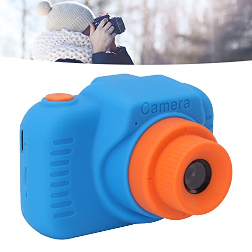 Selfie Camera Toy, Portable Front Rear Lens Kids Digital Camera USB Rechargeable with 32G Card for Outdoor (Blue)