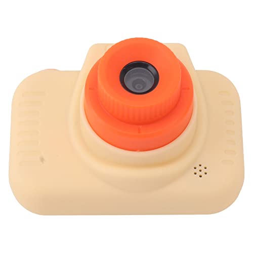 Selfie Camera Toy, Portable Front Rear Lens Kids Digital Camera USB Rechargeable with 32G Card for Outdoor (Beige)