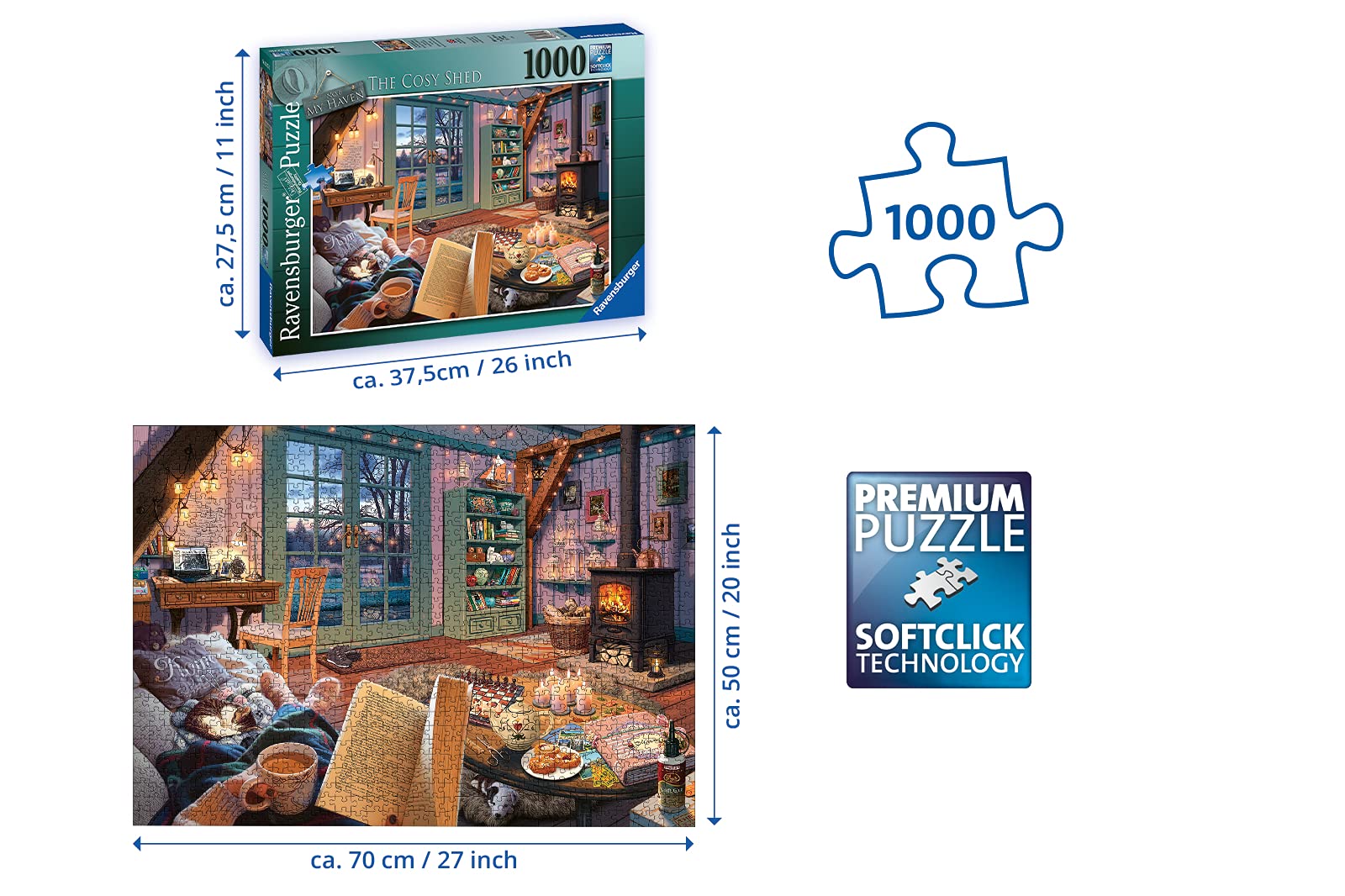 Ravensburger The Cosy Shed (1000 Piece Version of Cozy Retreat) Jigsaw Puzzle for Adults - Every Piece is Unique, Softclick Technology Means Pieces Fit Together Perfectly
