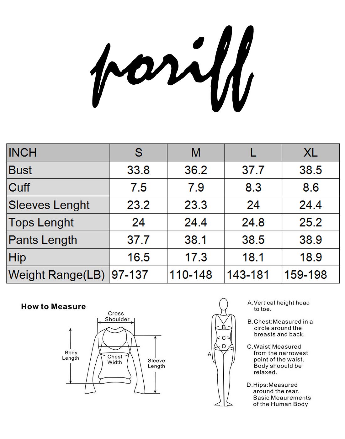 Poriff Mens Insulated Thermal Midweight Thermal Underwear Cold Weather Clothes Dark Grey M