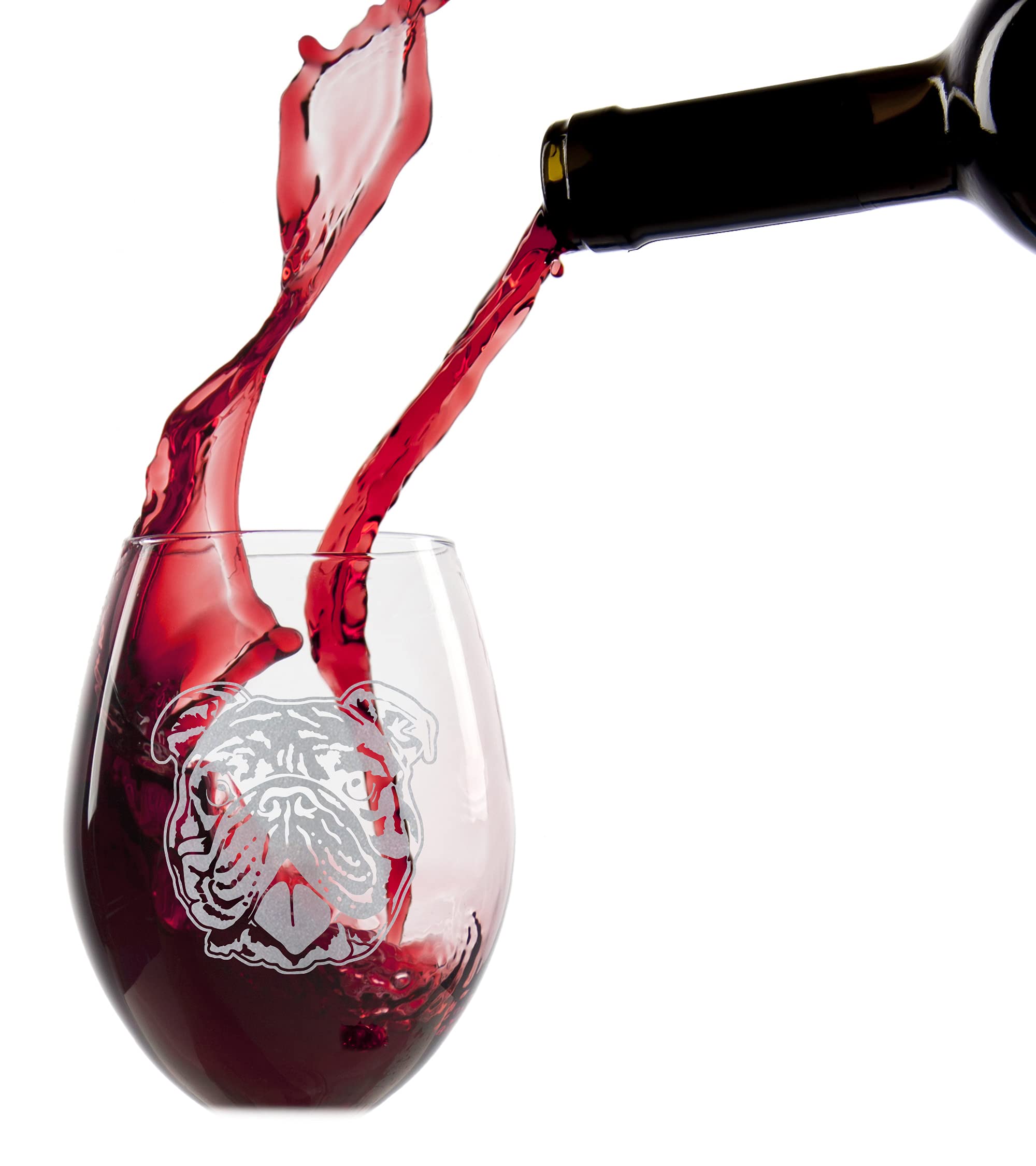 Promotion & Beyond Bulldog Face Cute Puppy Stemless Wine Glass - Funny Dog Mother Father Parent Owner Gift