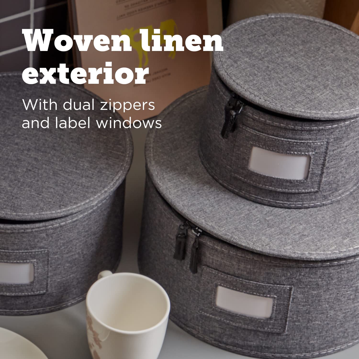 StorageLAB China Storage Containers, Containers for Organizing, Hard Shell Case, Felt Plate Dividers, Moving Supplies, Storage Box, Wine, Dishes, Glasses Storage, Charger Plates Storage Containers
