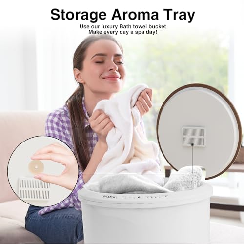 SAMEAT Luxury Large Towel Heated Warming Bucket Towel Warmers for Bathroom, Auto Shut Off, Fits Up to Two 40"X70" Oversized Towels, PJ's, Bathrobes, Blankets and More,Gray