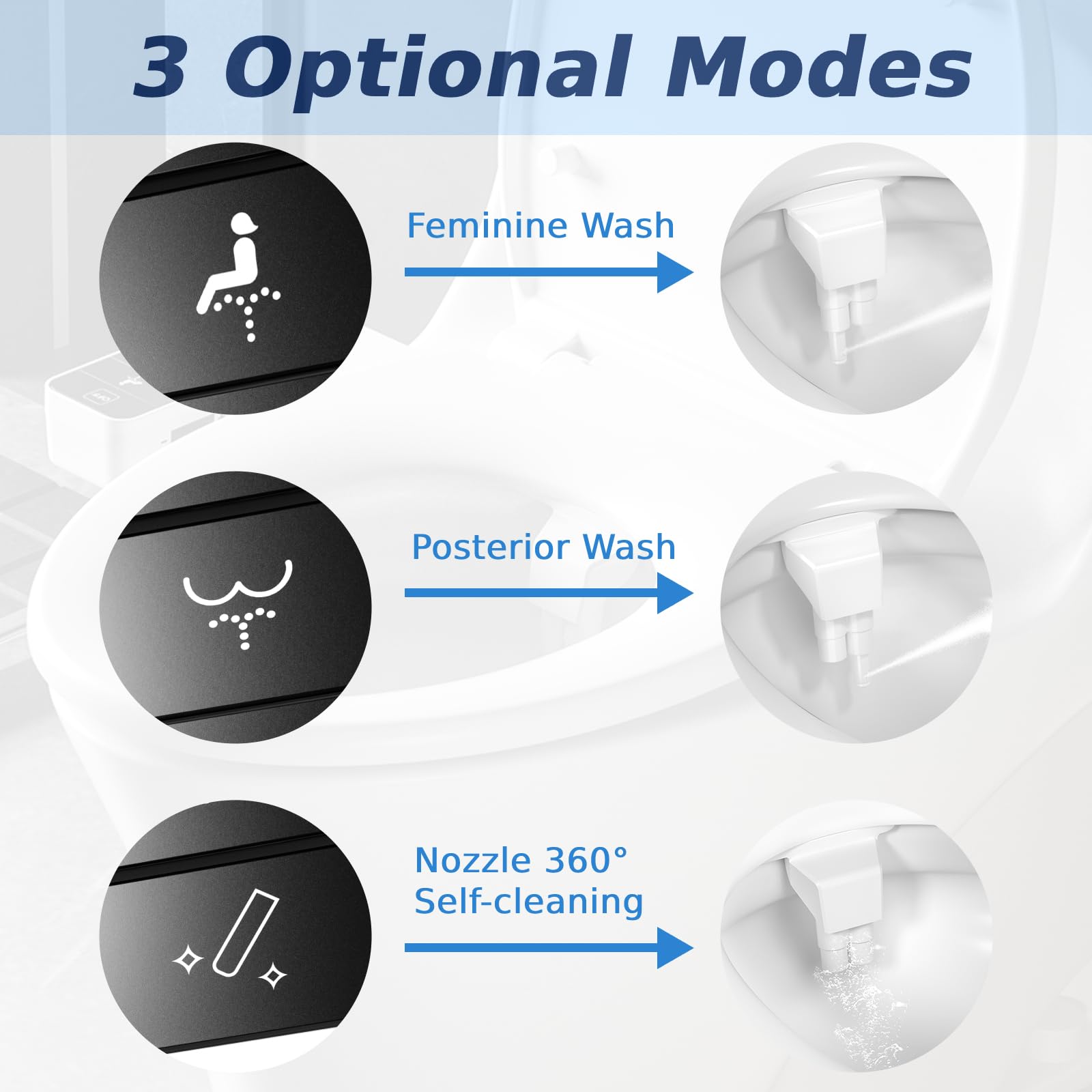 SAMSICHI Bidet Attachment for Toilet, Retractable Self Cleaning Cold Water Bidets for Existing Toilets, Bidet Toilet Seat Attachment with Pressure Controls, Bidet Attachment for Frontal & Rear Wash