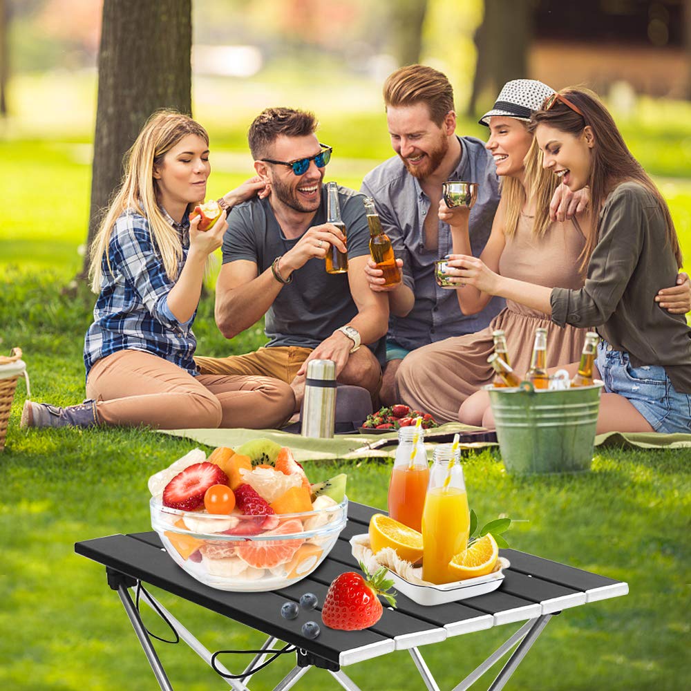 Portable Camping Table,Aluminum Folding Table Ultralight Camp Table with Carry Bag Collapsible Table Top for Picnic,Cooking,Camping,Beach,Festival (Mediuml(22'' x 6'' x 2.5''))