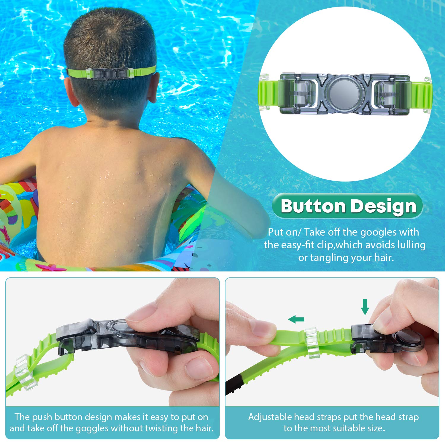 portzon Kids Swim Goggles Anti Fog Swimming Goggles Clear No Leaking for Child