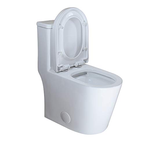 WinZo WZ5089 Compact Round One Piece Toilet 23" Depth,Dual Flush For Small Modern Bathroom 12" Rough-in White