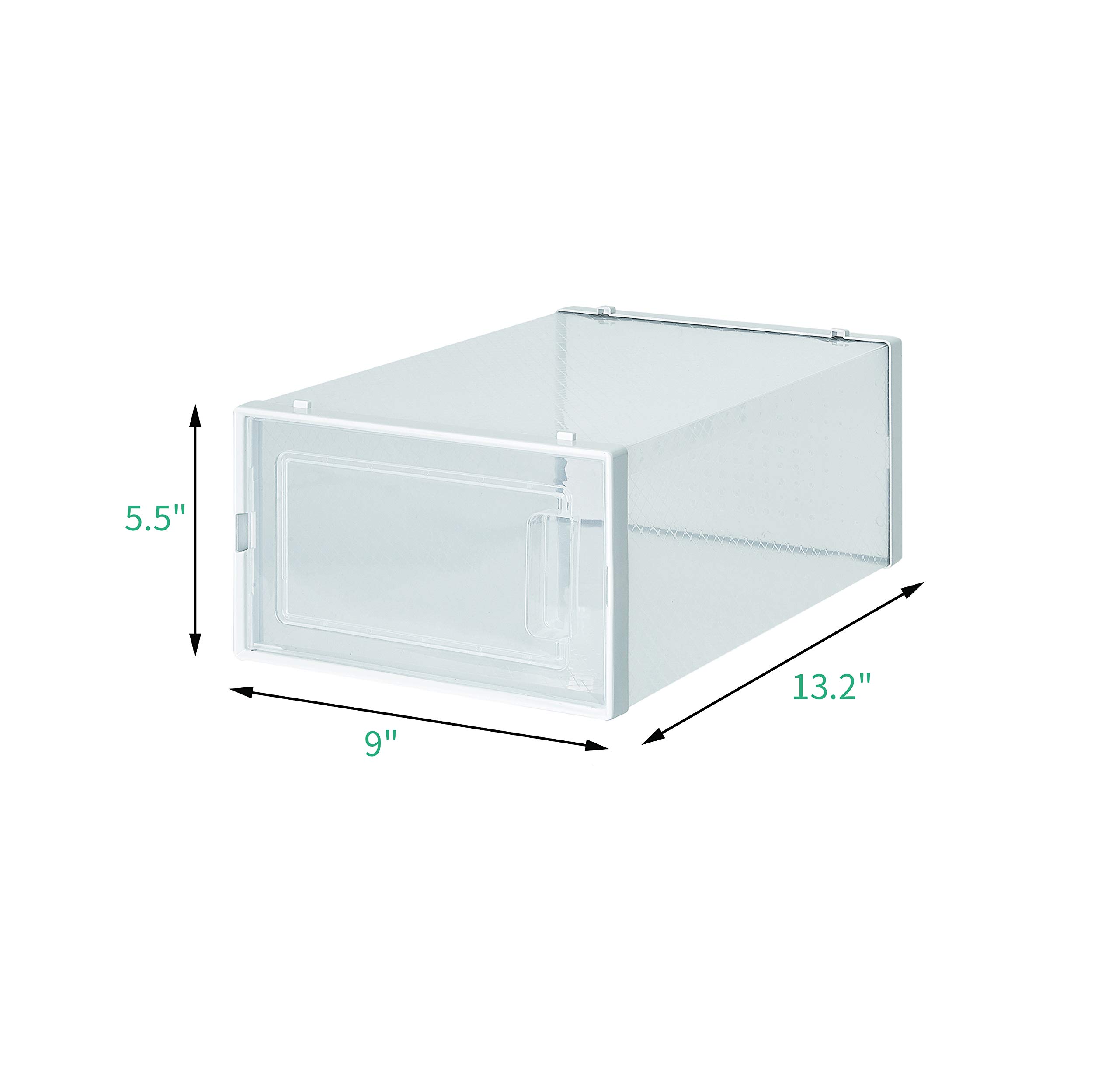 PARANTA Clear Shoe Storage Box, Plastic, Foldable And Stackable, Set Of 8, For Storage And Display Of Men And Women Shoes, White (Medium)