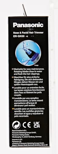 Panasonic ER-GN30-K Nose, Ear n Facial Hair Trimmer Wet/Dry with Vortex Cleaning System, Black
