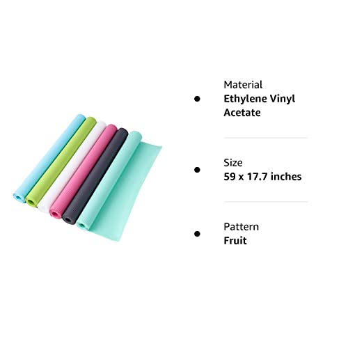 Wkae 6 rolls EVA Refrigerator Mats ,Washable Fridge Shelf Liners ,Non-Slip Can be Cut Drawers Table Kitchen Cupboard PlasticTable Placemats Non-Adhesive,59inch×17inch