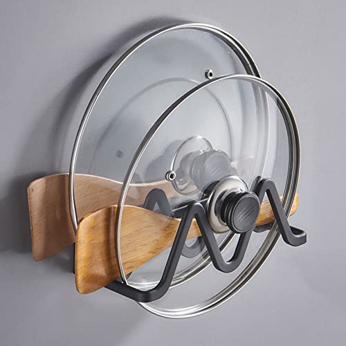 SEYFI Kitchen Shelves,Double Layer Pot Lid Rack, Kitchen Pot Lid Holder Organizer, M Type Cutting Board Stand, Reusable, Wall-Mounted Suitable for Spoons and Spatulas