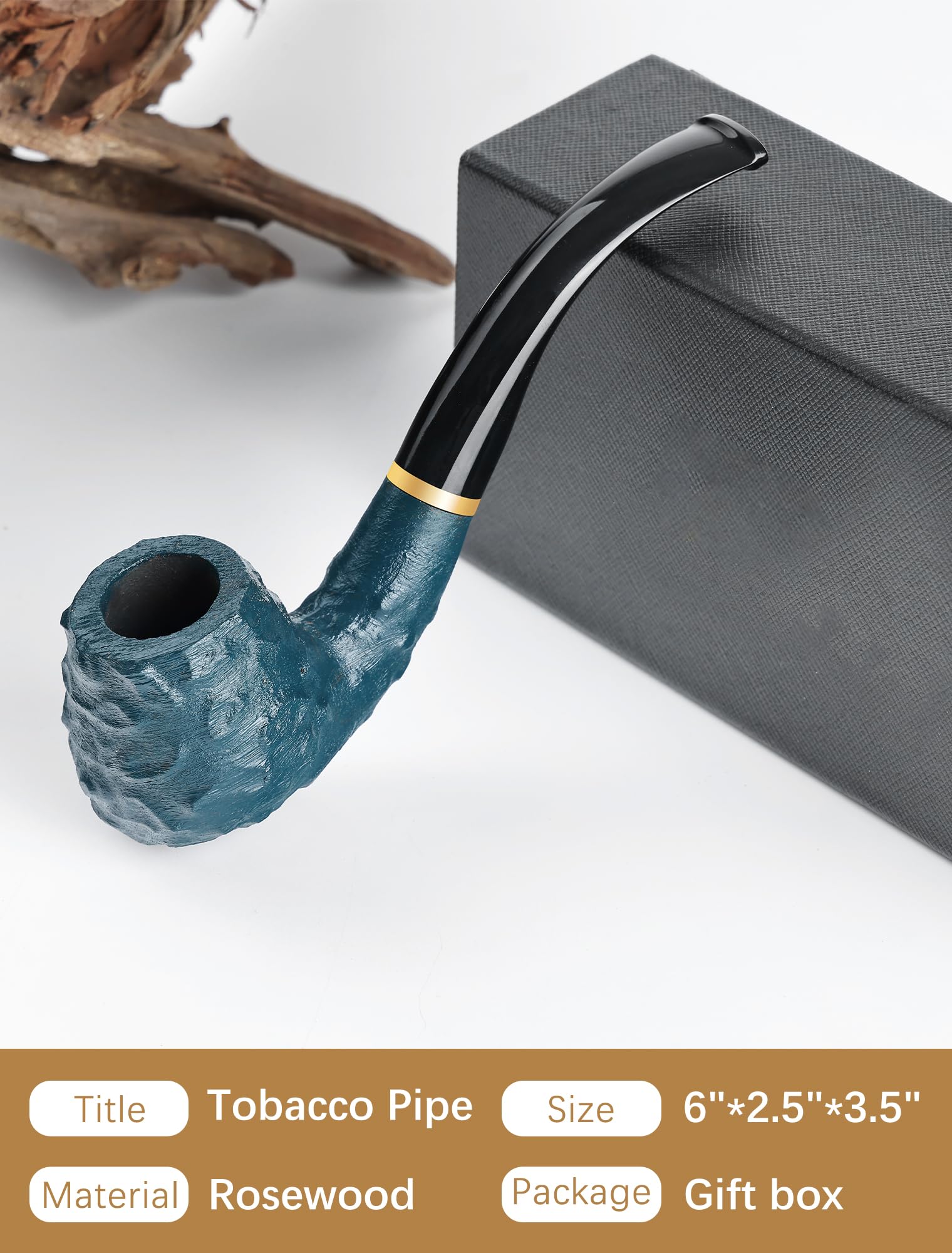 Obetis Tobacco Pipe, Grainy Design Pipe for Tobacco with Guide Book, Perfect Tobacco Pipes & Accessories Beginner Pipe Kit Support Wide Tobacco Combinations