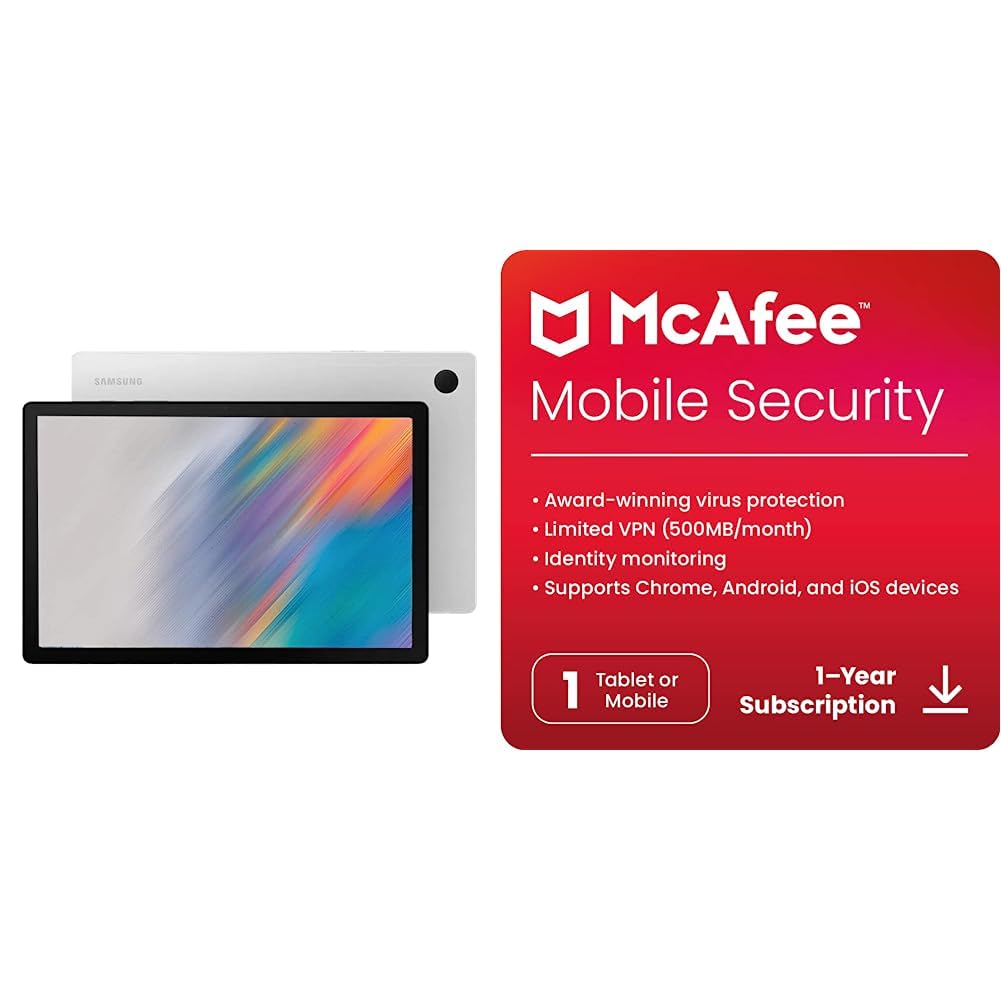 SAMSUNG Galaxy Tab A8 10.5” 64 GB Android Tablet [Silver] and McAfee Mobile Security Software [Download]