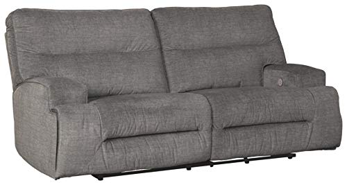 Signature Design by Ashley Coombs Contemporary 2 Seat Power Reclining Sofa, Gray